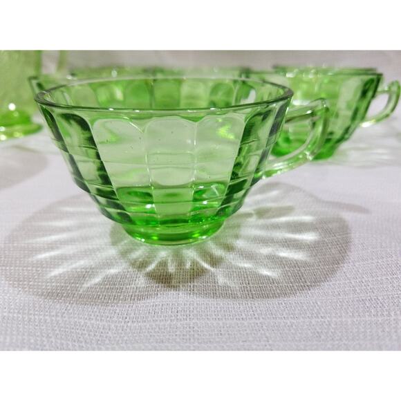Anchor Hocking | Dining | Vintage Anchor Hocking Block Optic Green ...